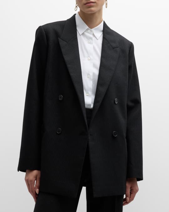THE ROW Wilsonia Pinstripe Wool Blazer Jacket | Neiman Marcus