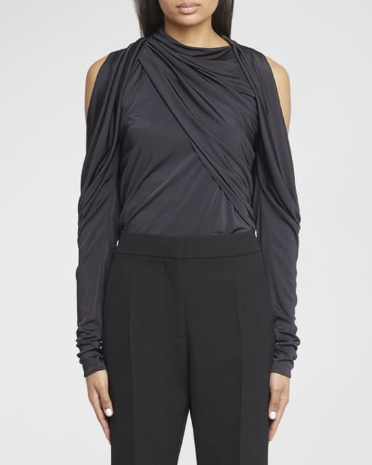 Givenchy Draped Cold-Shoulder Top | Neiman Marcus