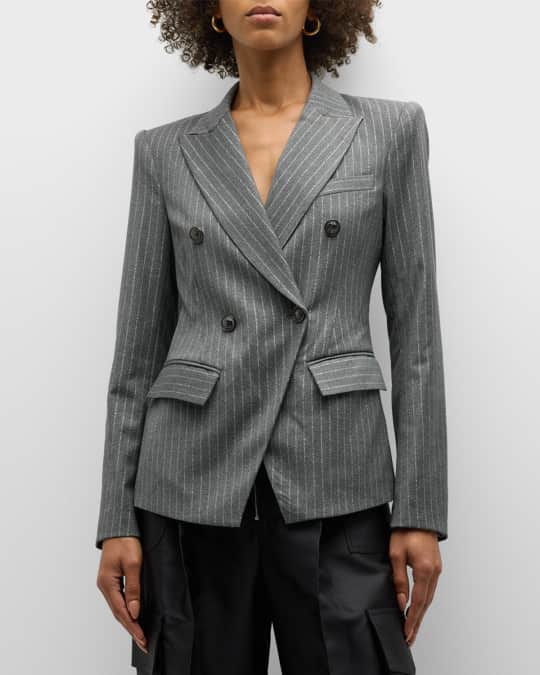 Ramy Brook Collins Double-Breasted Pinstripe Blazer | Neiman Marcus