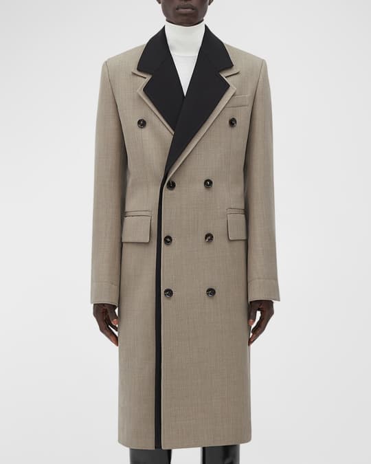 Bottega Veneta Men's Double-Layer Wool Overcoat | Neiman Marcus