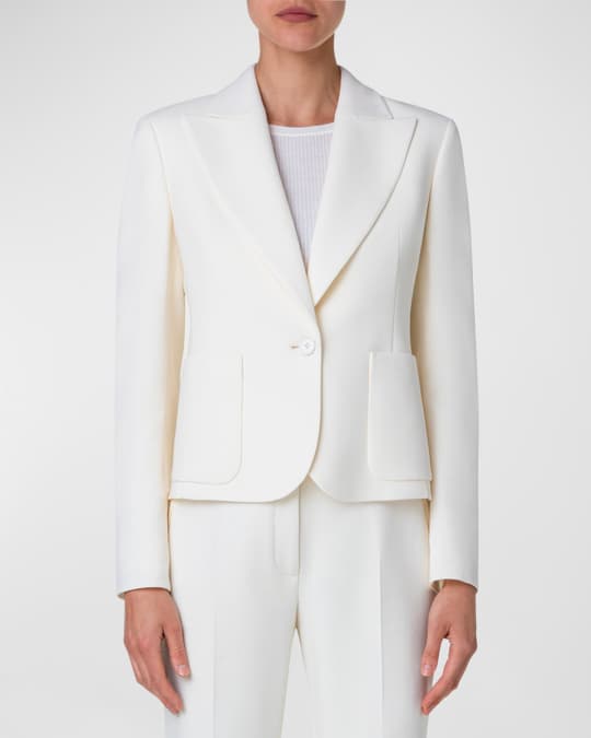 Akris Single-Breasted Wool Double-Face Stretch Tailored Jacket | Neiman Marcus