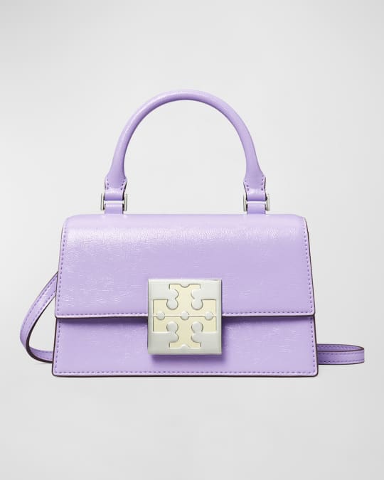 Tory Burch Bon Bon Mini Textured Patent Top-Handle Bag | Neiman Marcus
