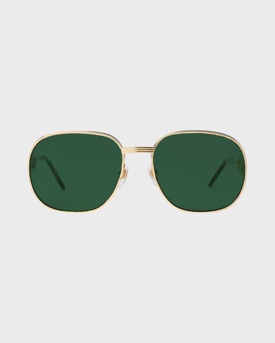 CASABLANCA Logo Mixed-Media Round Sunglasses | Neiman Marcus