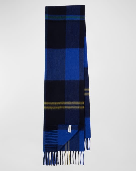 Paul Smith Men's Oversized Check Wool Scarf | Neiman Marcus
