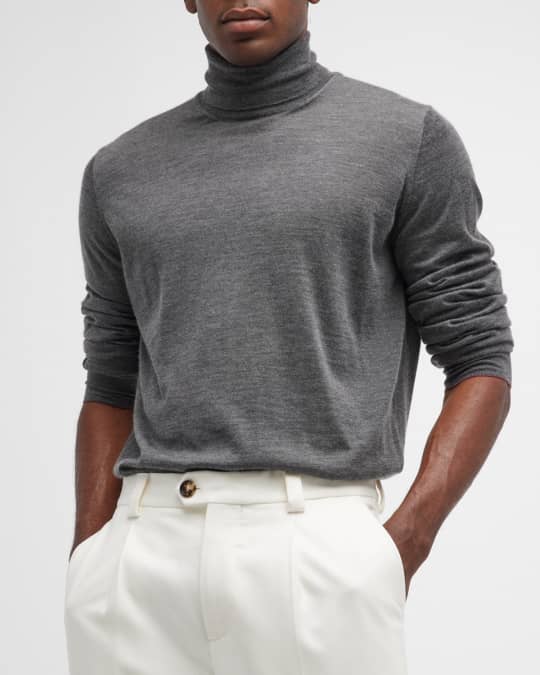Brunello Cucinelli Men's Hollywood Glamour Cashmere-Silk Turtleneck ...