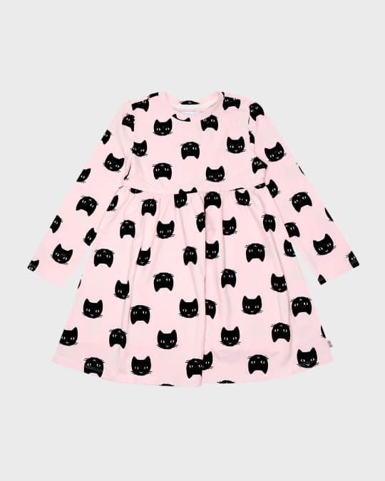 Sammy + Nat Girl's Isla Cat-Print Dress, Size 6M-6 | Neiman Marcus