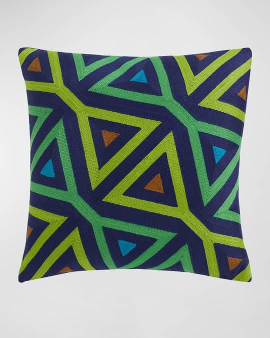 Jonathan Adler Chainstitch Geos Decorative Pillow, Diagonal Triangles | Neiman Marcus