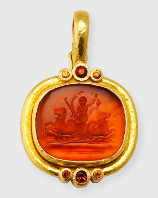 Elizabeth Locke 19K Venetian Glass Intaglio Neptune Pendant with 3mm ...