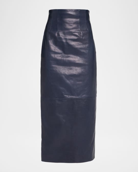 Khaite Loxley Leather Pencil Maxi Skirt | Neiman Marcus