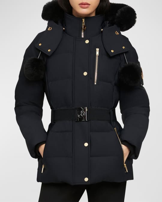 Moose Knuckles Gold Cambria Parka Jacket with Shearling Trim | Neiman ...