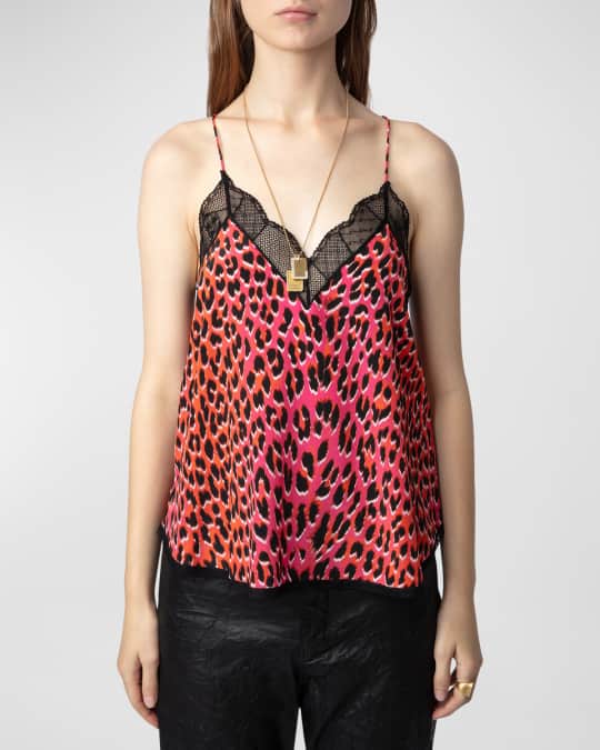 Zadig & Voltaire Christy Lace-Trim Leopard Tank Top | Neiman Marcus