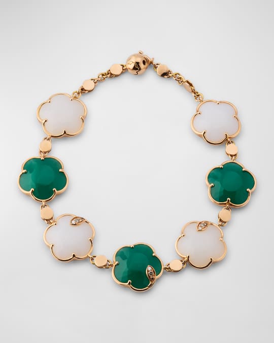 Pasquale Bruni Ton Joli 18K Red Gold Green and White Agate Flower ...
