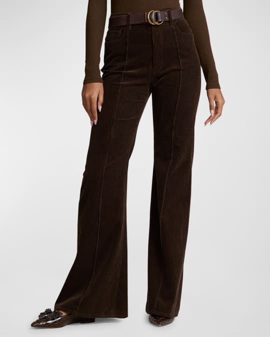 Polo Ralph Lauren Pintuck Corduroy Flare Pants | Neiman Marcus