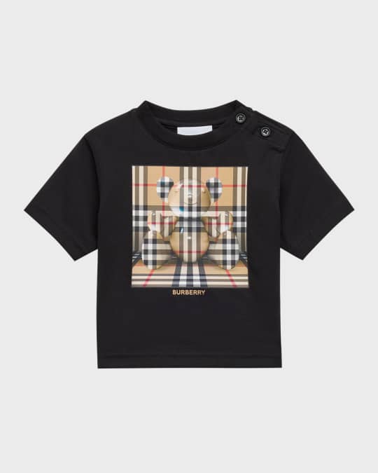 Burberry Boy's Cedar Checkered Bear-Print T-Shirt, Size 6M-2 | Neiman Marcus