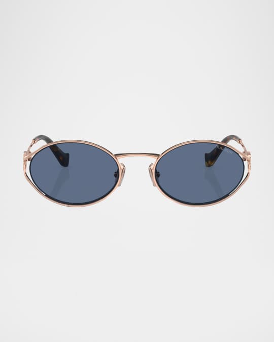 Miu Miu Cut-Out Metal & Plastic Oval Sunglasses | Neiman Marcus