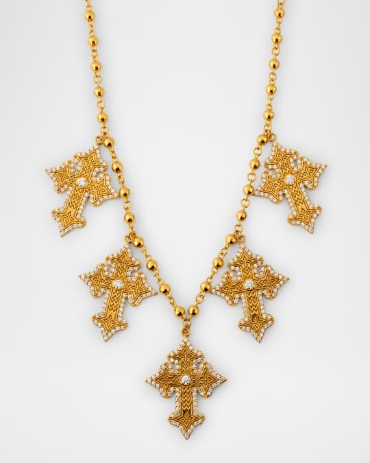 Buddha Mama 20K Diamond and Engraved Crosses on Disco Chain Necklace ...