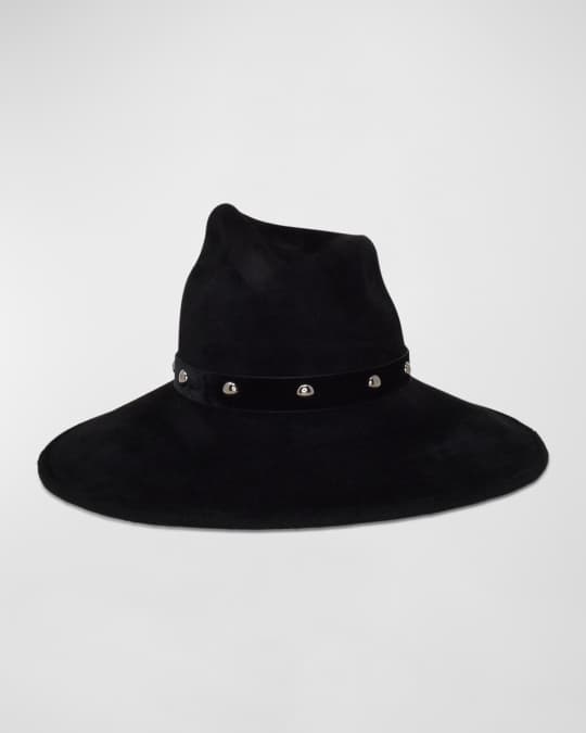 Gigi Burris Drake Felt Fedora with Studded Band | Neiman Marcus