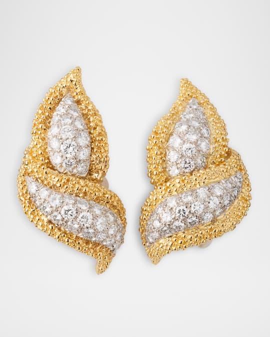 NM Estate Estate Platinum and 18K Yellow Gold 76 Diamond Leaf Stippled ...