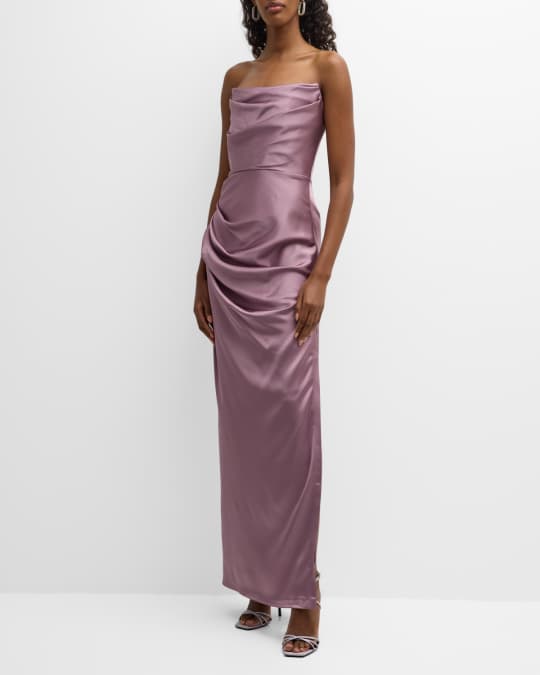 GIGII'S Doutzen Strapless Draped Column Gown | Neiman Marcus