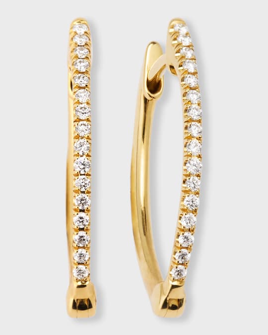 Lisa Nik Sparkle 18K Yellow Gold Petite V-Shape Diamond Hoop Earrings ...