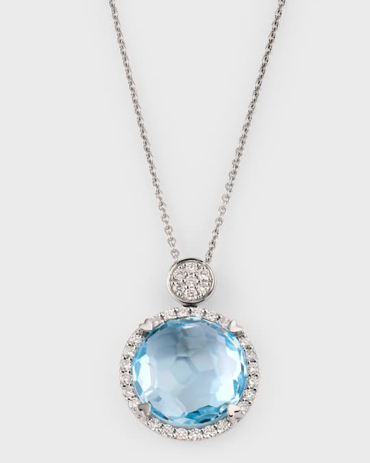 Lisa Nik Rocks 18K White Gold Petite Blue Topaz Diamond Halo and Disc ...