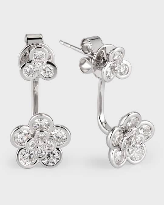 Lisa Nik Sparkle 18K White Gold Cluster Diamond Flower Earring Jackets ...