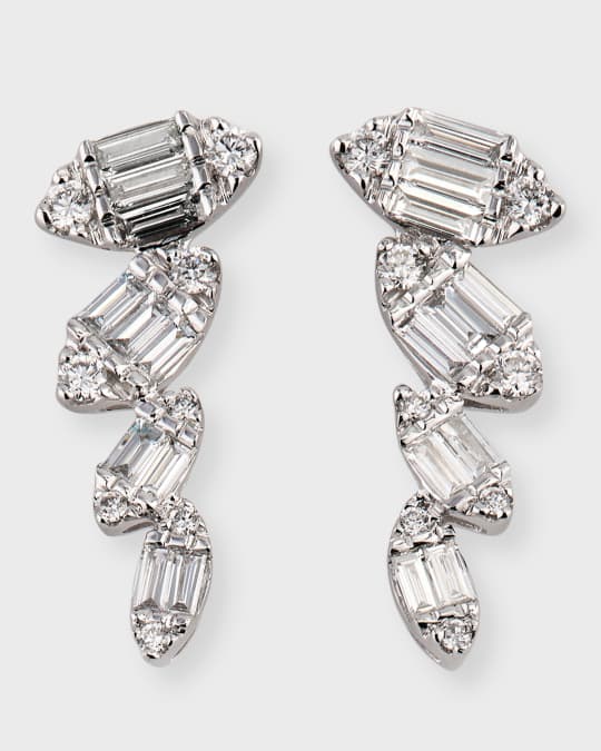 Lisa Nik Sparkle 18K White Gold Baguette and Round Diamond Earring ...