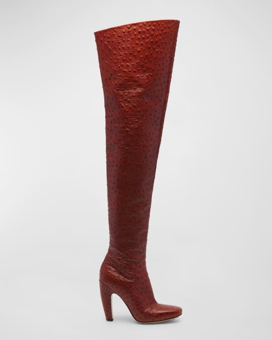 Bottega Veneta Canalazzo Embossed Leather Over-The-Knee Boots | Neiman ...