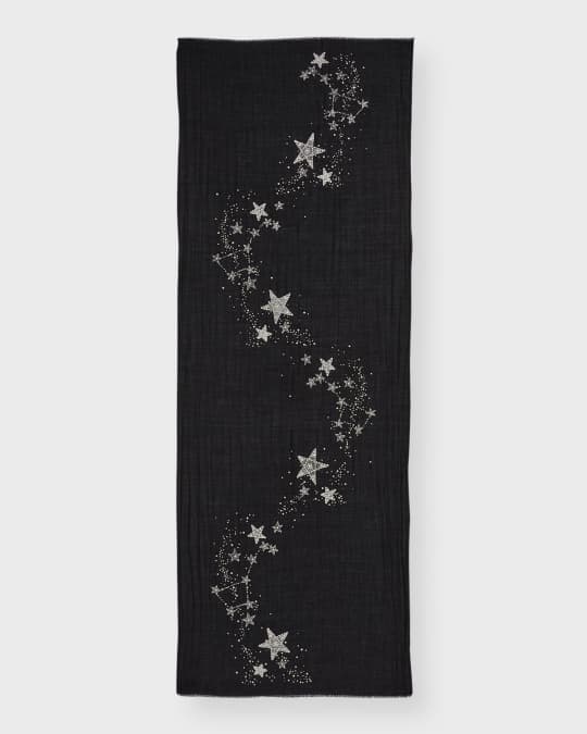 Janavi India Starburst Embellished Cashmere-Silk Scarf | Neiman Marcus