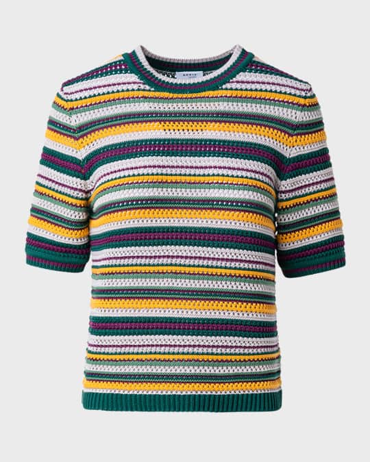 Akris punto Crochet Knit Chair Striped Pullover | Neiman Marcus