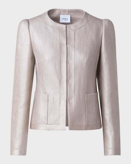 Akris punto Gold-Plated Linen Canvas Jacket | Neiman Marcus