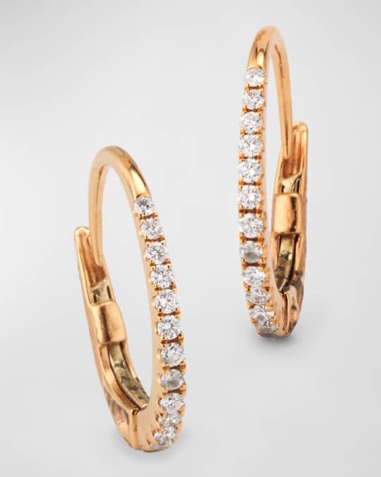 Lisa Nik Sparkle 18K Rose Gold Pave Diamond Huggie Hoop Earrings ...