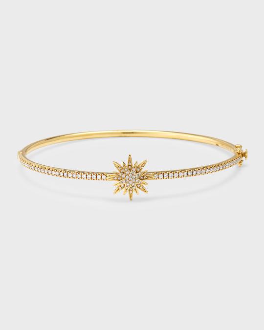 Lisa Nik Sparkle 18K Yellow Gold North Star Diamond Bangle Bracelet ...