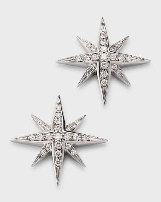 Lisa Nik Sparkle 18K White Gold North Star Diamond Stud Earrings ...
