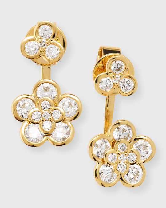 Lisa Nik Sparkle 18K Yellow Gold Cluster Diamond Flower Earring Jackets ...