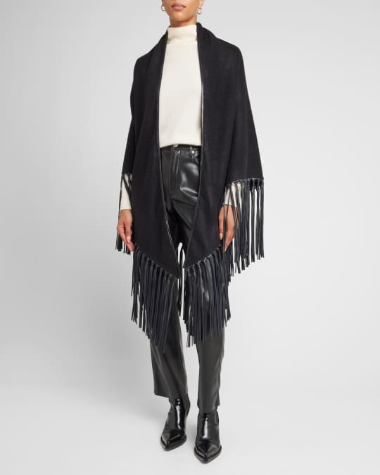 Alonpi Fringe Cashmere & Leather Shawl | Neiman Marcus