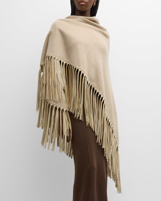 Alonpi Fringe Cashmere & Leather Shawl | Neiman Marcus
