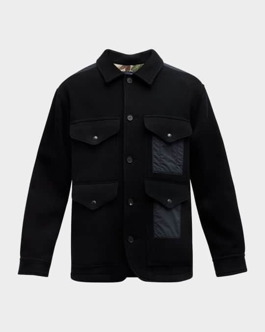 CDG HOMME Men's 4-Pocket Mixed-Media Overshirt | Neiman Marcus