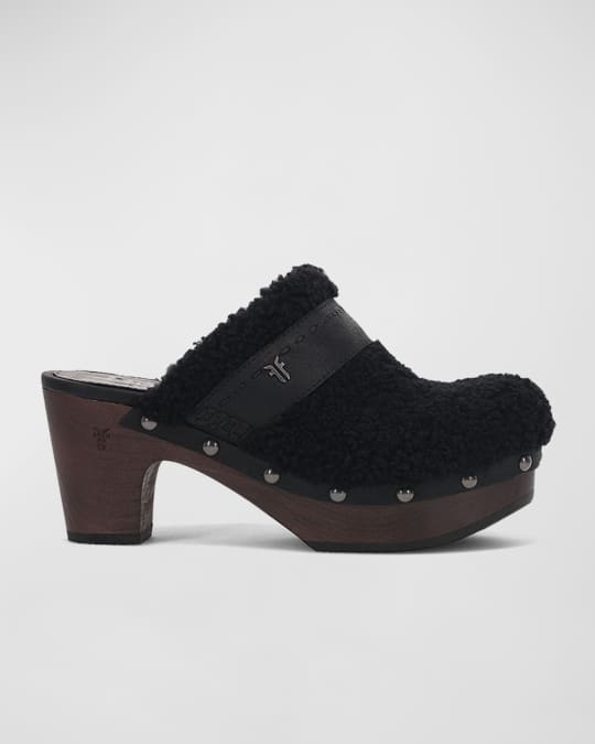 Frye Jessica Shearling Slide Clogs | Neiman Marcus