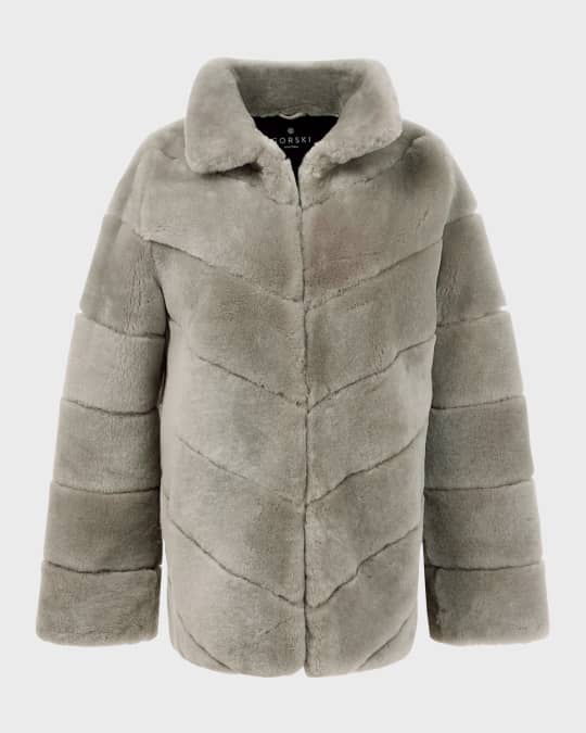 Gorski Chevron Lamb Shearling Jacket | Neiman Marcus