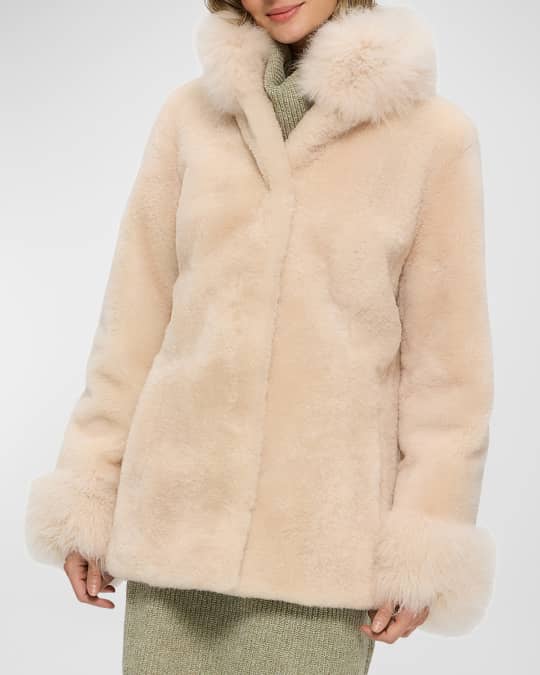 Gorski Sheared Cashmere Goat Fur Jacket With Long-Hair Cashmere Goat ...