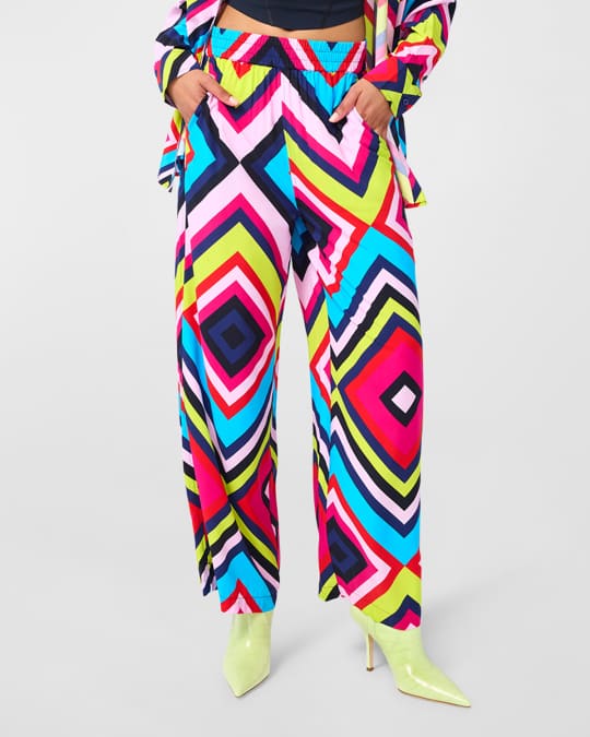Terez Bright Chevron Wide-Leg Pants | Neiman Marcus