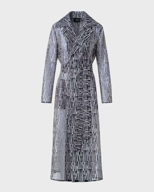 Akris Iman Silk Organza Trench Coat with Asagao Striped Embroidery ...