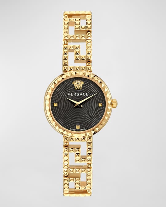Versace 28mm Greca Goddess Watch with Bracelet Strap, Black | Neiman Marcus