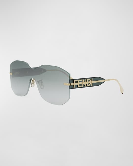 Fendi Fendigraphy Rimless Geometric Nylon & Metal Shield Sunglasses ...