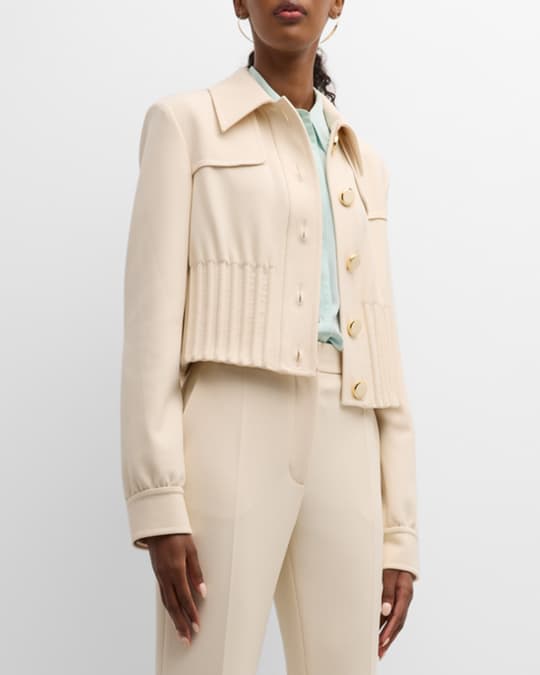 St. John Corset-Waist Stretch Crepe Jacket | Neiman Marcus