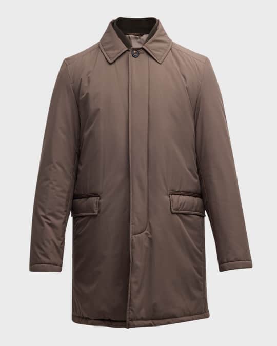 Corneliani Men's Tech Car Coat with Detachable Bib | Neiman Marcus