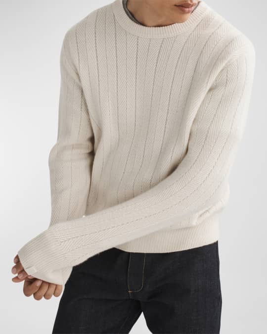 Rag & Bone Men's Durham Herringbone Cashmere Sweater | Neiman Marcus