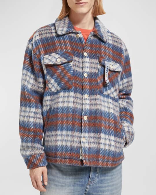 Scotch & Soda Men's Brushed Plaid Overshirt | Neiman Marcus