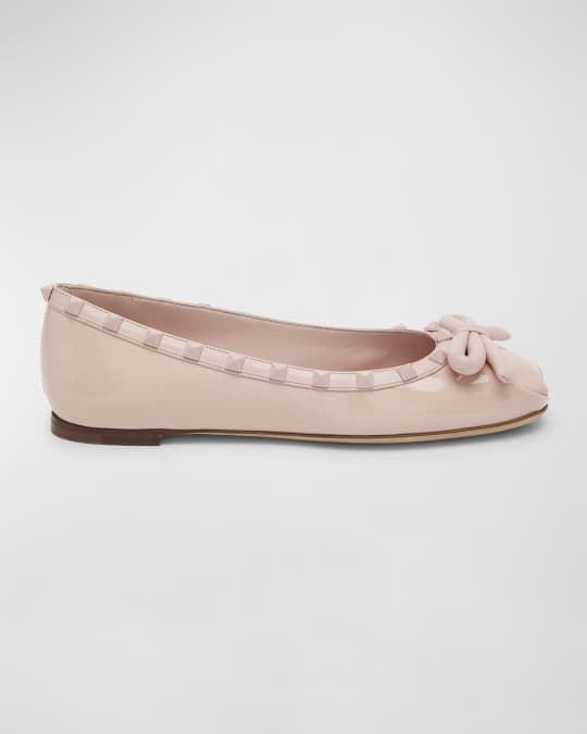 Valentino Garavani Rockstud Tonal Leather Ballerina Flats | Neiman Marcus